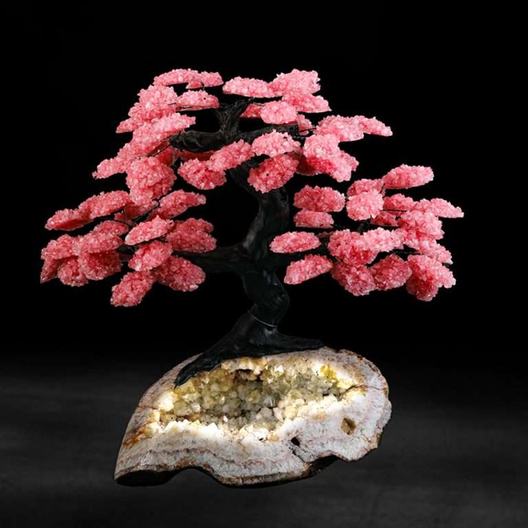 Gemstone Tree, Pink Quartz Clustered Tree on a Natural Transparent ...