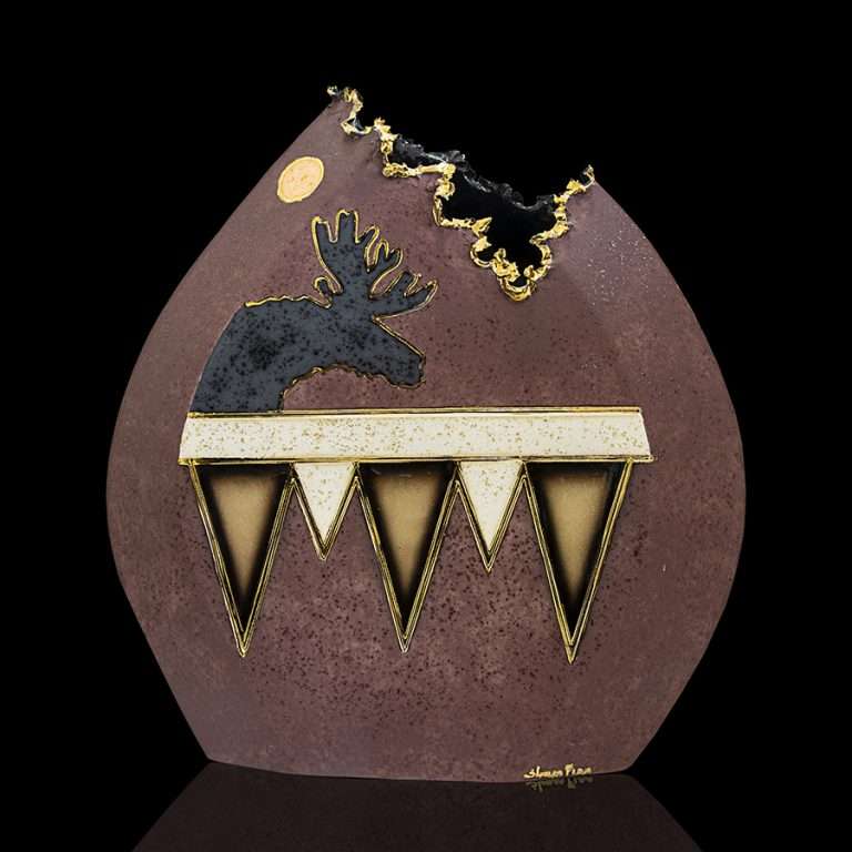 Signed Sharon Penn 22k Dear Art Vase Inlaid – Diva