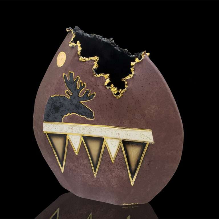 Signed Sharon Penn 22k Dear Art Vase Inlaid – Diva