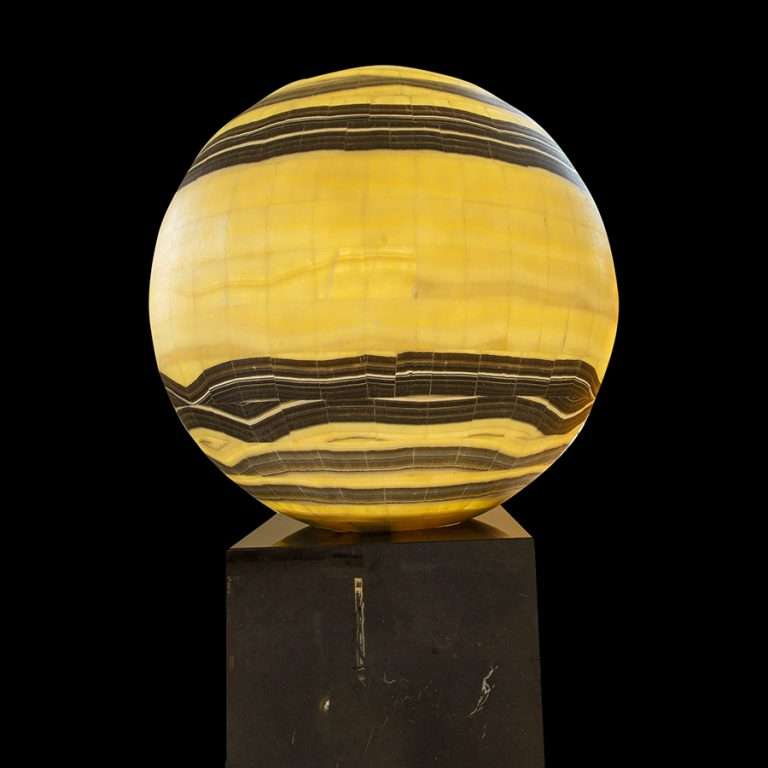 Onyx Illuminated Sphere Moon Lamp on Black Onyx base – Diva
