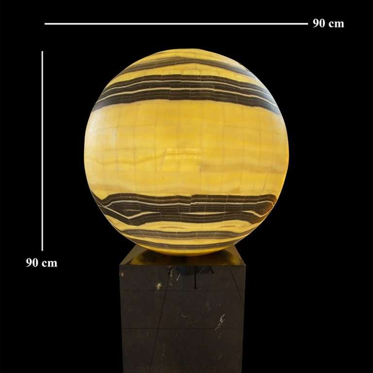 Onyx Illuminated Sphere Moon Lamp on Black Onyx base – Diva
