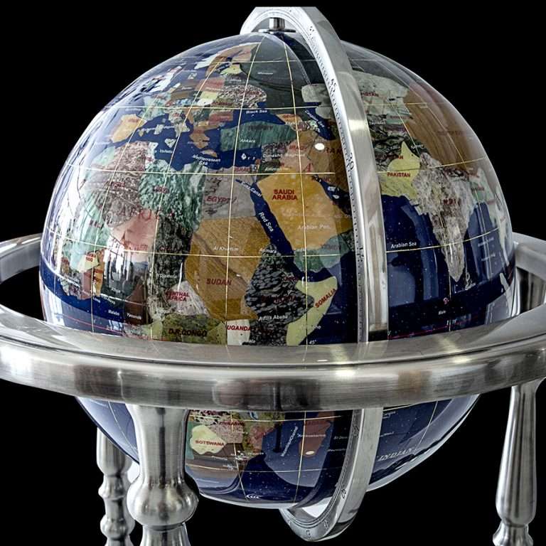 Gemstone Globe w/ Lapis Ocean on Ambassador Gun Metal – Diva
