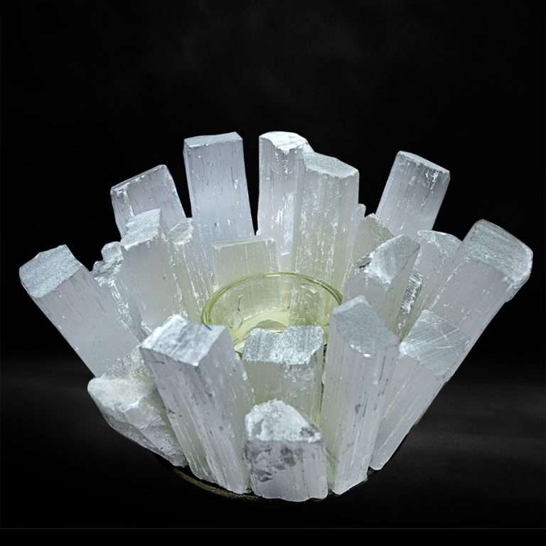 White Selenite Candle Holder Cluster Crystal – Diva