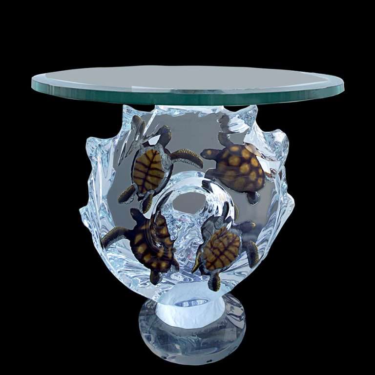 Ancient Journey Lucite Sea Turtle Sculpture Coffee Table – Diva