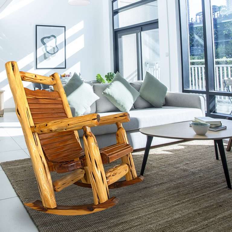 Natural Wooden Rocking Chair / Heavy Duty Solid Natural Wooden Single ...