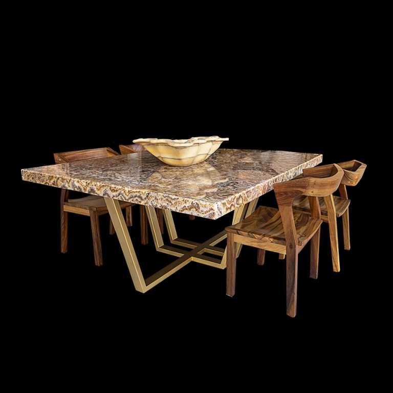 Onyx Dining Table on Gold metal base – Diva
