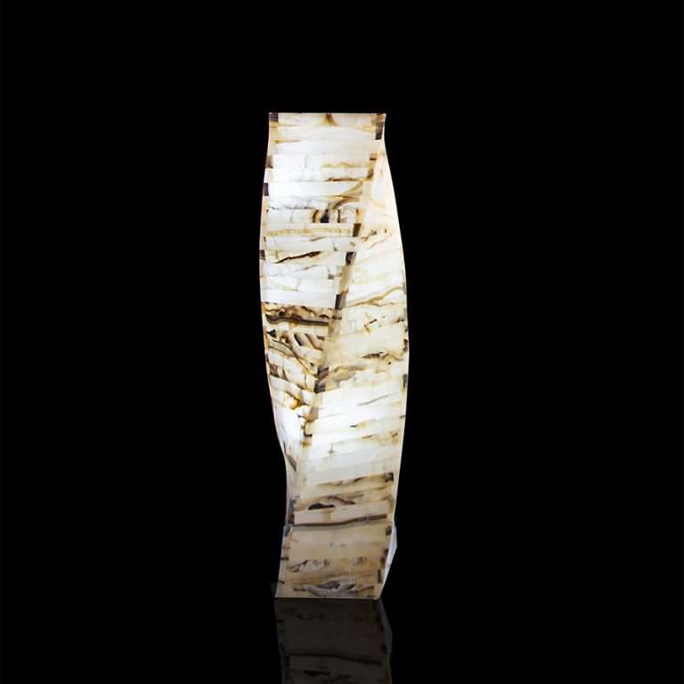 Twisted Floor Lamp Pedestal on Natural White Onyx / White Onyx Floor ...