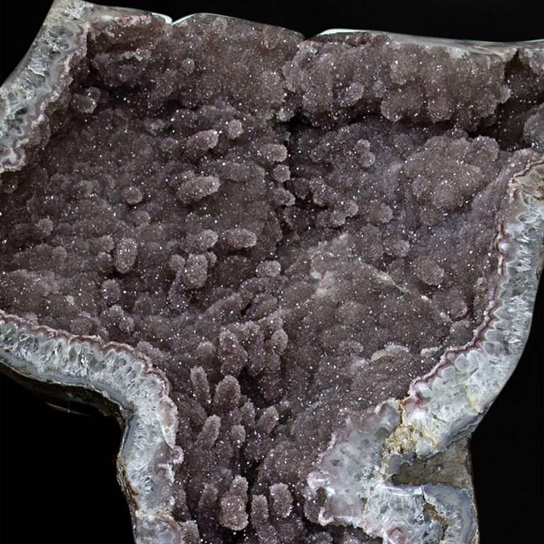 Pink Amethyst Geodes Cluster on metal stand, Crystal Gemstone – Diva