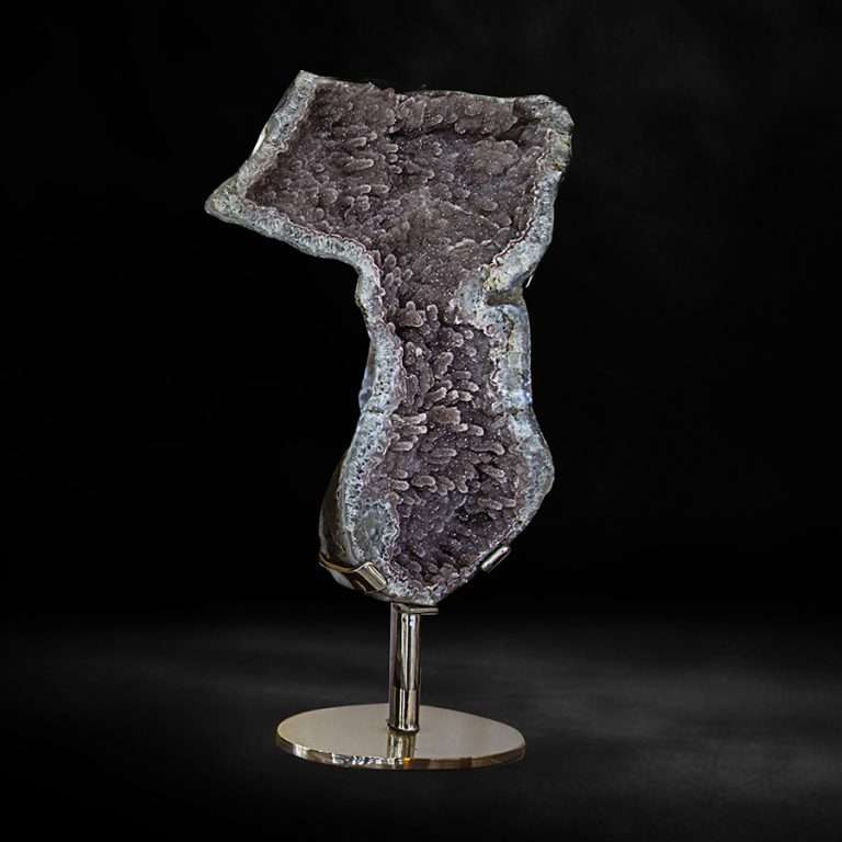 Pink Amethyst Geodes Cluster on metal stand, Crystal Gemstone – Diva