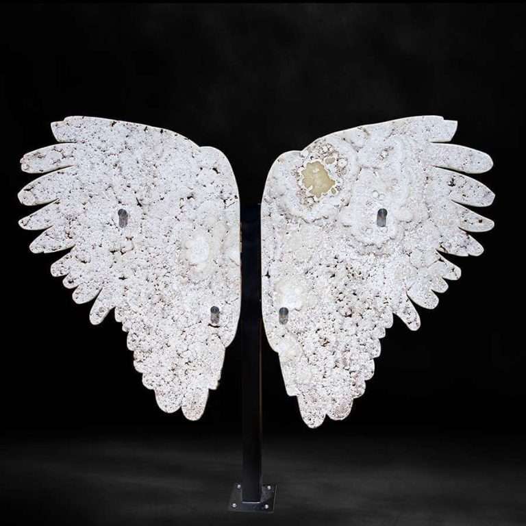 White Onyx Eagle Wings on metal stand – Diva