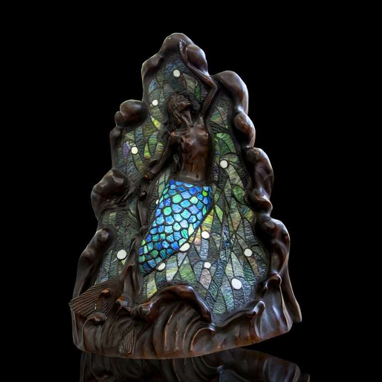 Bronze Blue Mermaid Lampshade Sculpture. Mermaid Lampshade, Bronze Blue ...