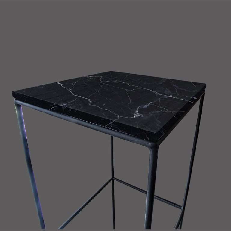 Elegant Natural Black Marble Shelf w/ Metal Freestanding , 90 cm – Diva