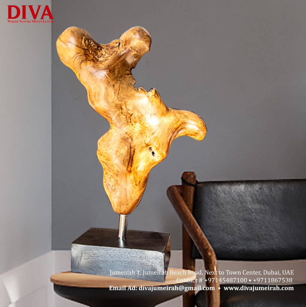 Teak Wood Abstract Sculpture on stand, 2 face Abstract 21st Century ...