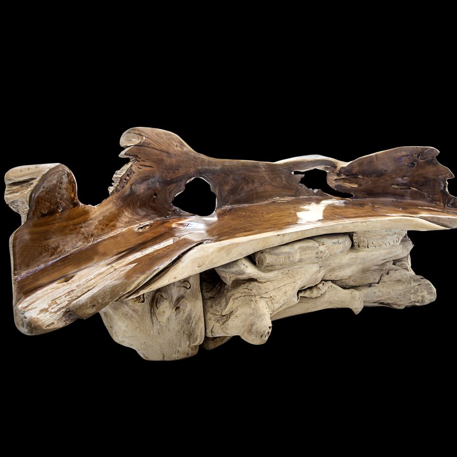 Solid Teak Root Eternity Bench, Teak Root Wood Bench Rustic Large – Diva