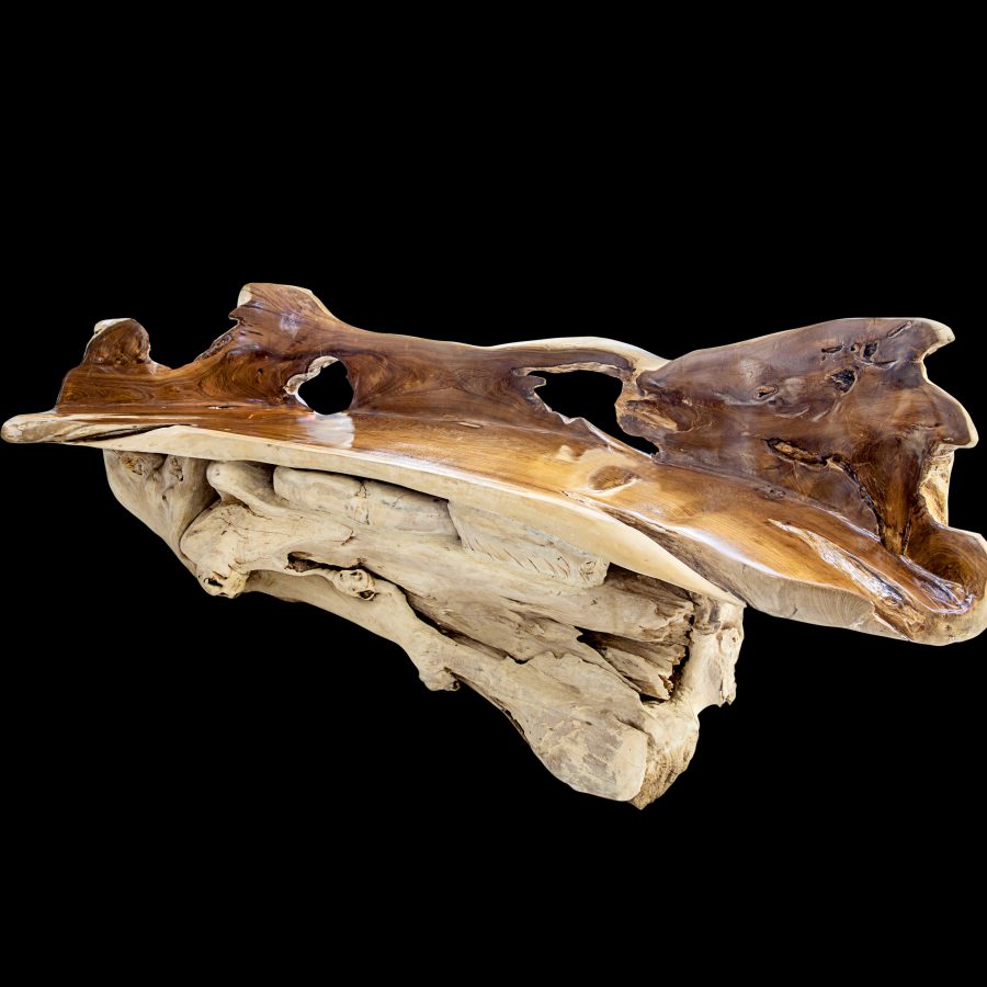 Solid Teak Root Eternity Bench, Teak Root Wood Bench Rustic Large – Diva