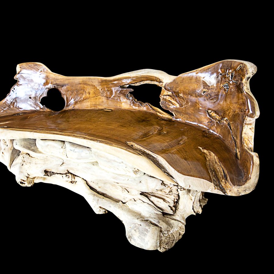 Solid Teak Root Eternity Bench, Teak Root Wood Bench Rustic Large – Diva