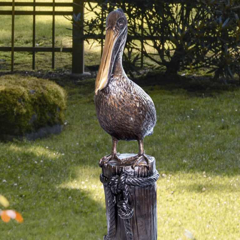 Bronze Patina Sculpture – Standing Patina Pelican Sculpture, Bronze ...