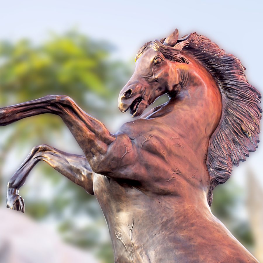 Giant Bronze Patina Horse Rearing Up Standing, Bronze Rearing Horse ...