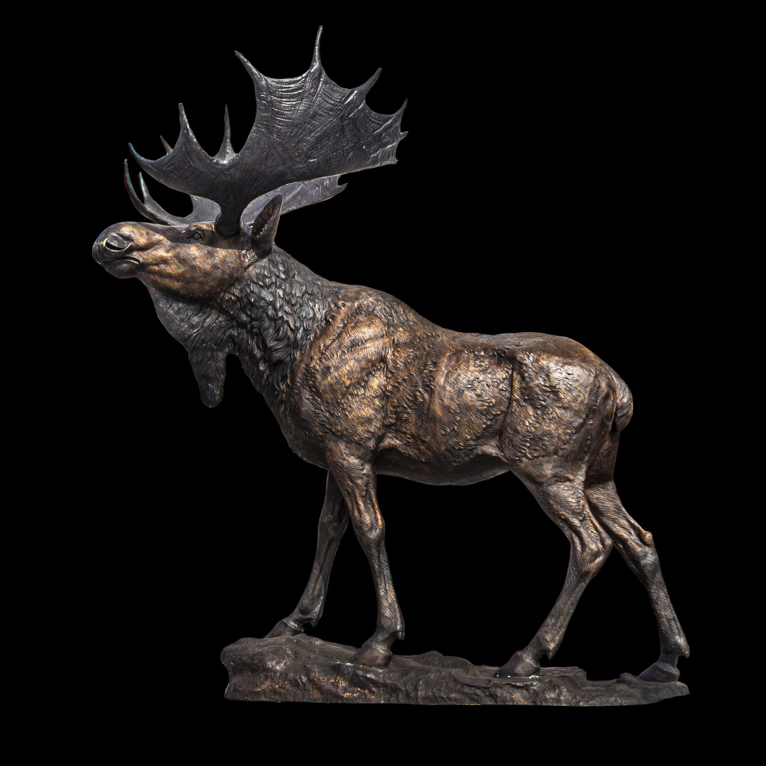 Bronze Patina Moose Sculpture, Life Size Bronze Moose Sculpture on Base ...