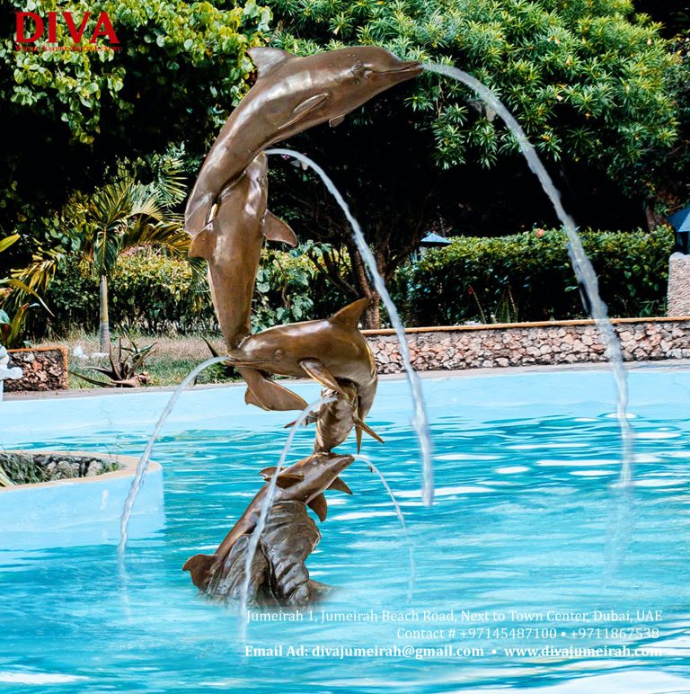 Bronze fountain Statue of 5 Dolphins jumping out of the water, 5 ...