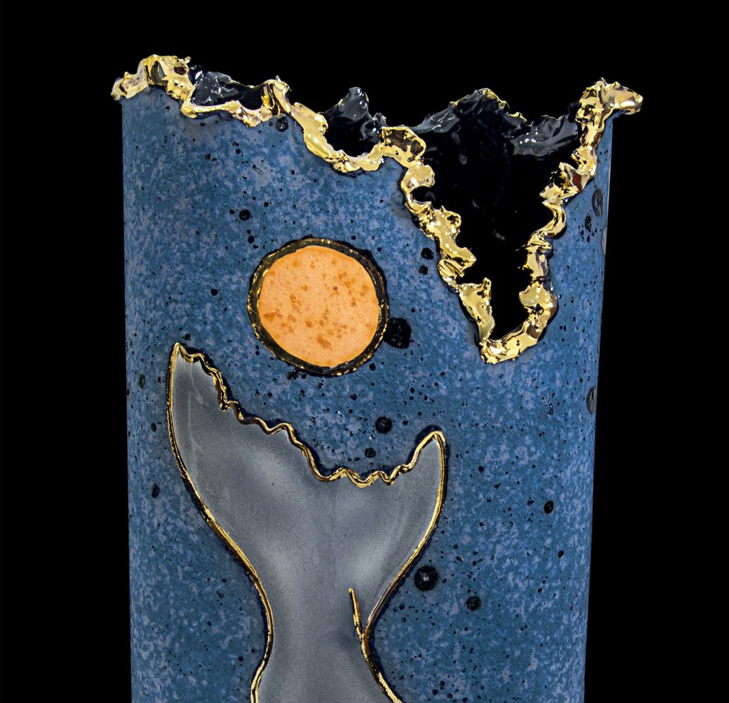 Square 22k Gold Sharon Penn Whale Tail Art Vase – Diva