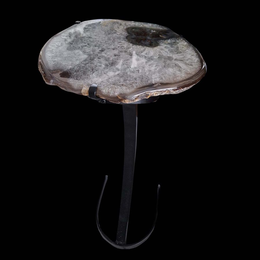 New: Natural Agate Side Table on metal base (round/brown spot) – Diva